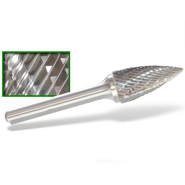 SG Style Tree Shape Pointed End Carbide Burr - 1/4" shank - Drill Bit ...