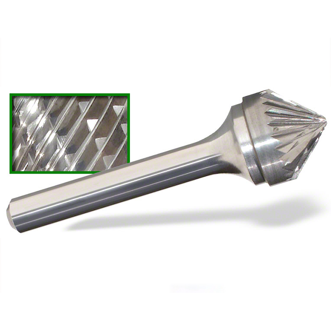 SK Style 90° Cone Shape Rotary Carbide Burr - 1/4" shank- Drill Bit ...